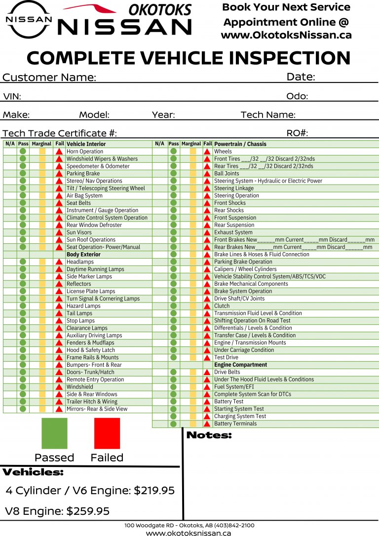 Maintenance Schedule - Okotoks Nissan